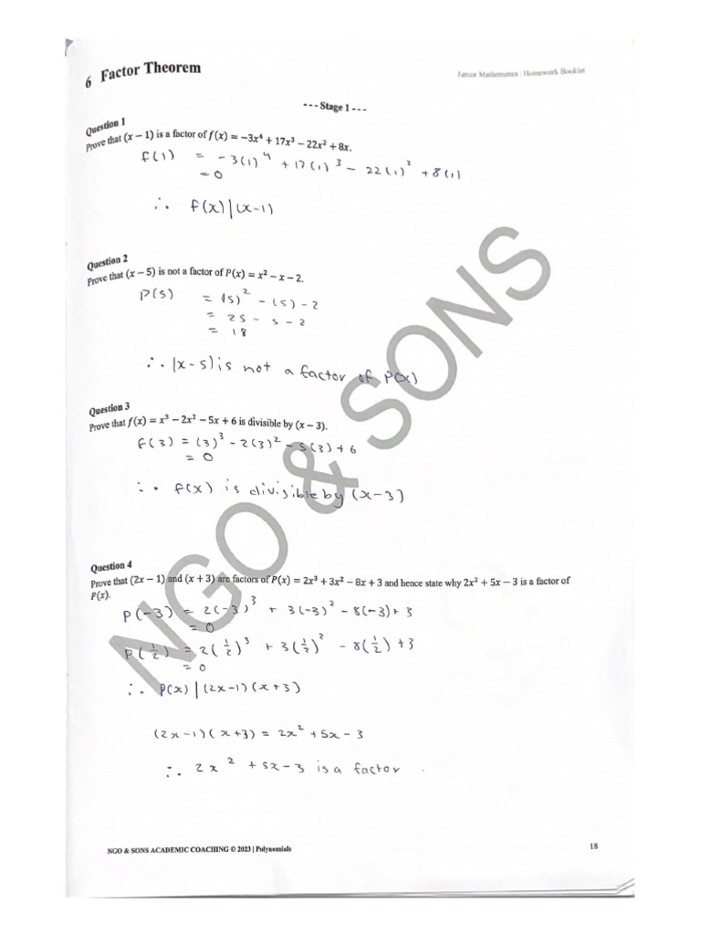 Factor Theorem | PDF