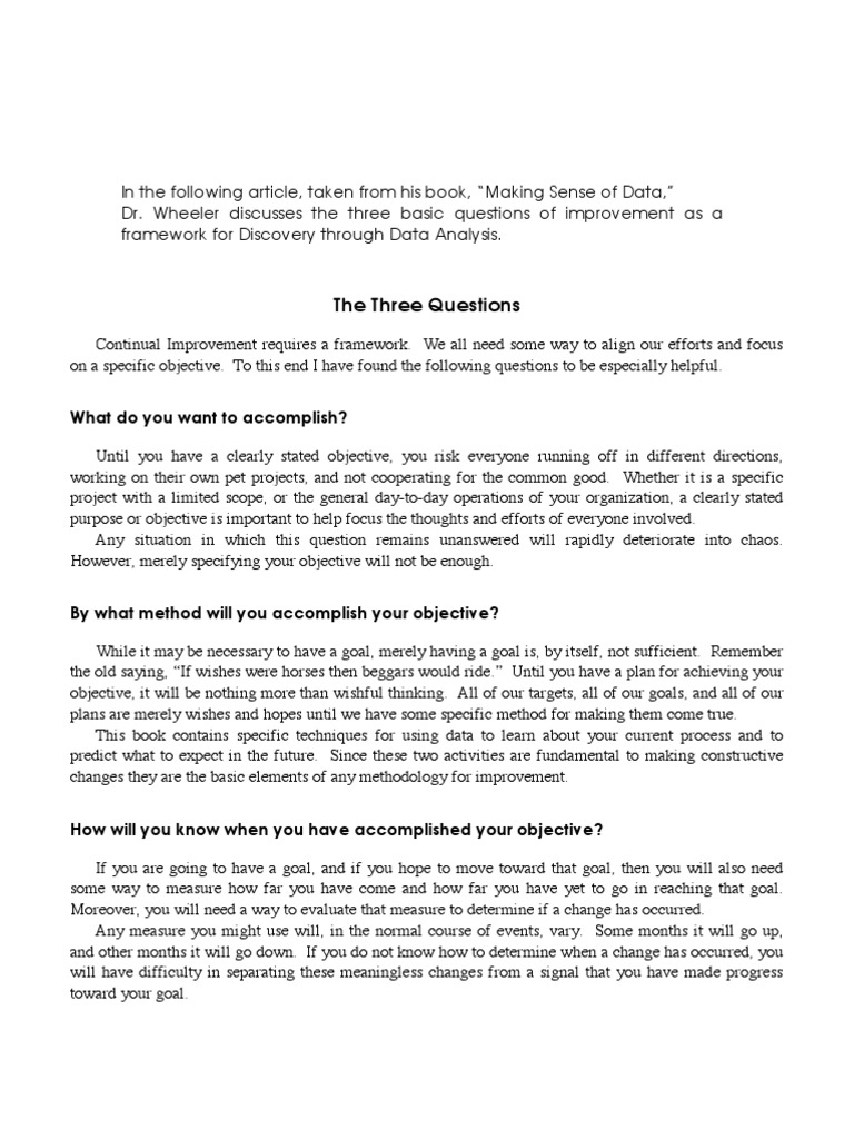 The Three Questions - Wheeler | PDF