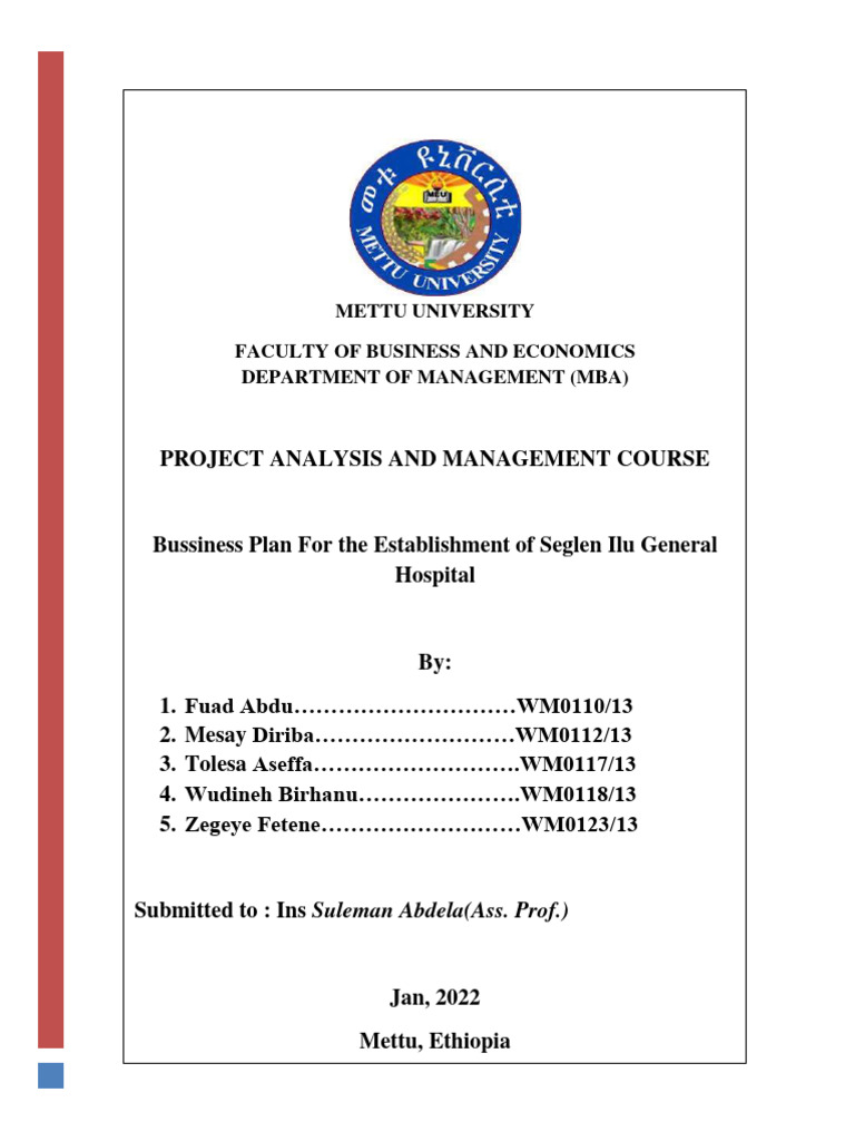 Mettu Hospital Project Proposal Summary | PDF | Health Care | Hospital