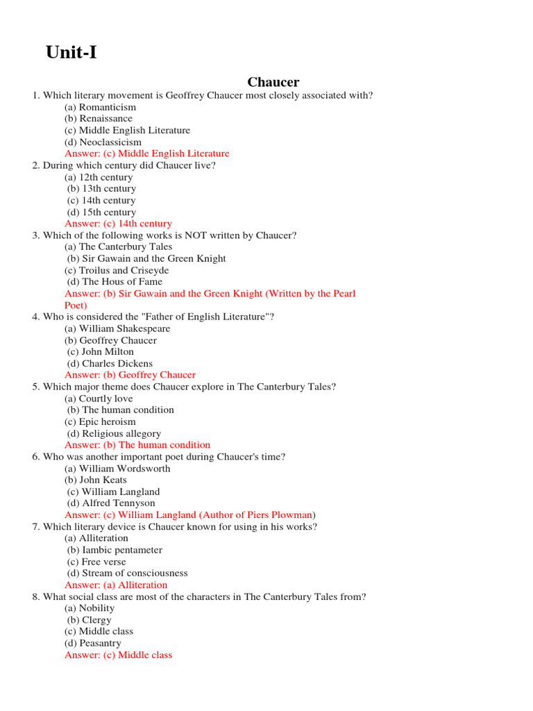 English Literature | PDF | English Literature | Geoffrey Chaucer