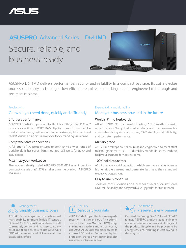 ASUSPRO D641MD Datasheet | PDF