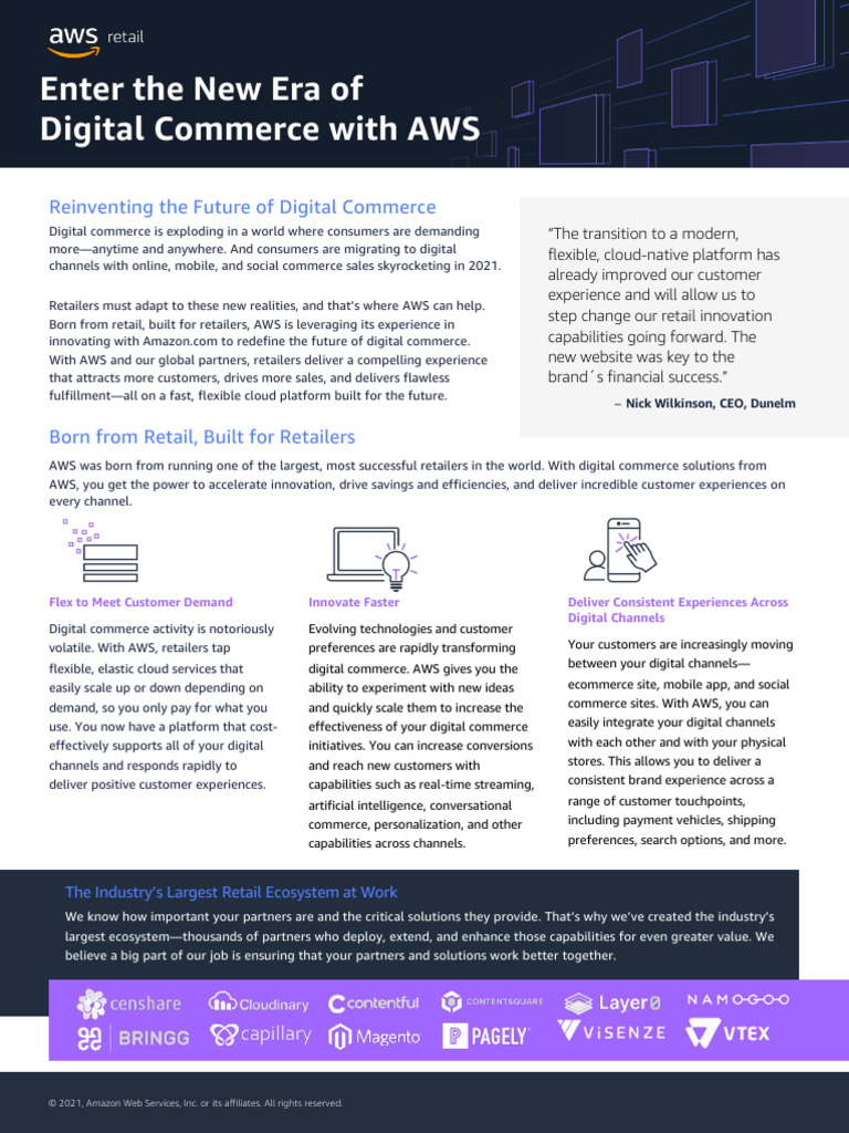 RTL Solution-Brief May 2021 Digital Commerce With Aws | PDF | E Commerce | Amazon Web Services