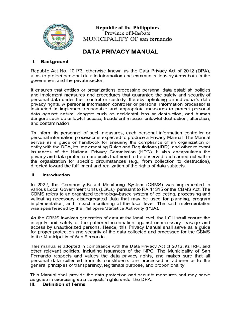 1.batuan Data Privacy Manual | PDF