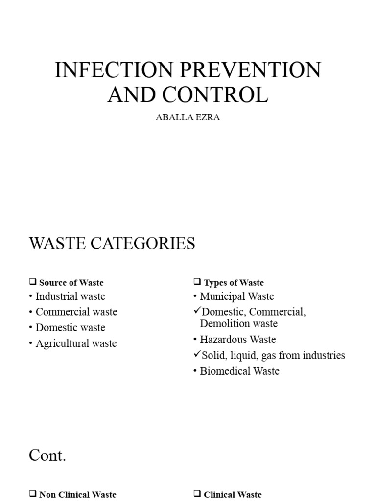 Infection Prevention and Control 1 | PDF | Waste | Waste Management