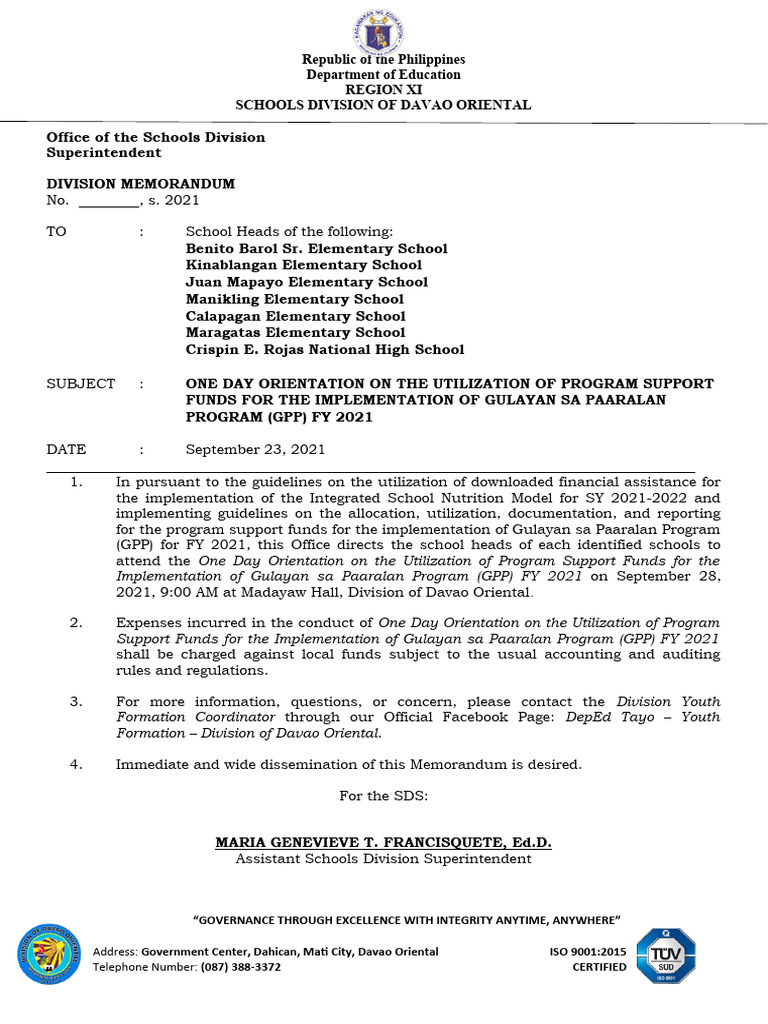 memo-GPP Utilization | PDF | Business