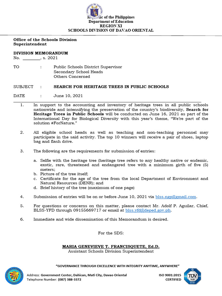 Memo-Search For Heritage Trees | PDF | Environmental Protection | Ecology