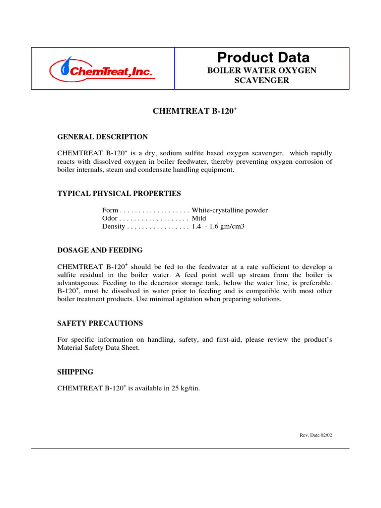 Product Data: Boiler Water Oxygen Scavenger | PDF | Technology & Engineering
