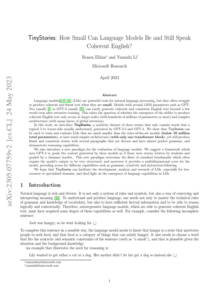 Tinystories: How Small Can Language Models Be and Still Speak Coherent ...