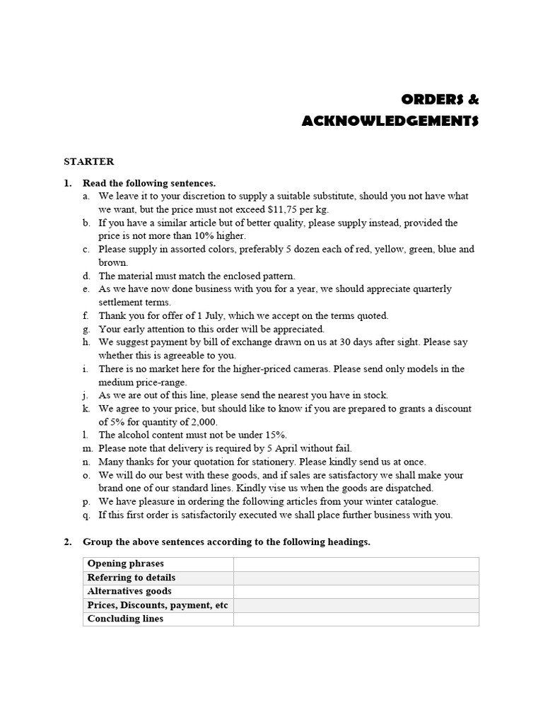 Module 2b - ORDERS & ACKNOWLEDGEMENT | PDF | Procurement | Customer