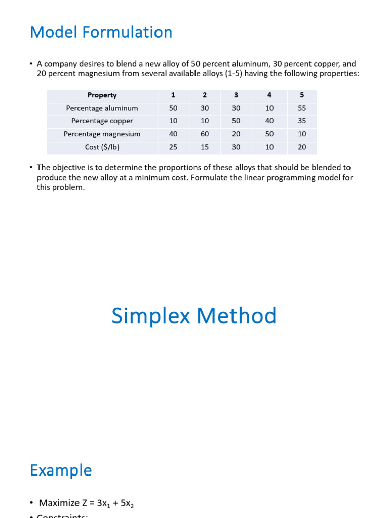 Slides 3 Simplex Method Pdf Mathematical Optimization Linear Programming 