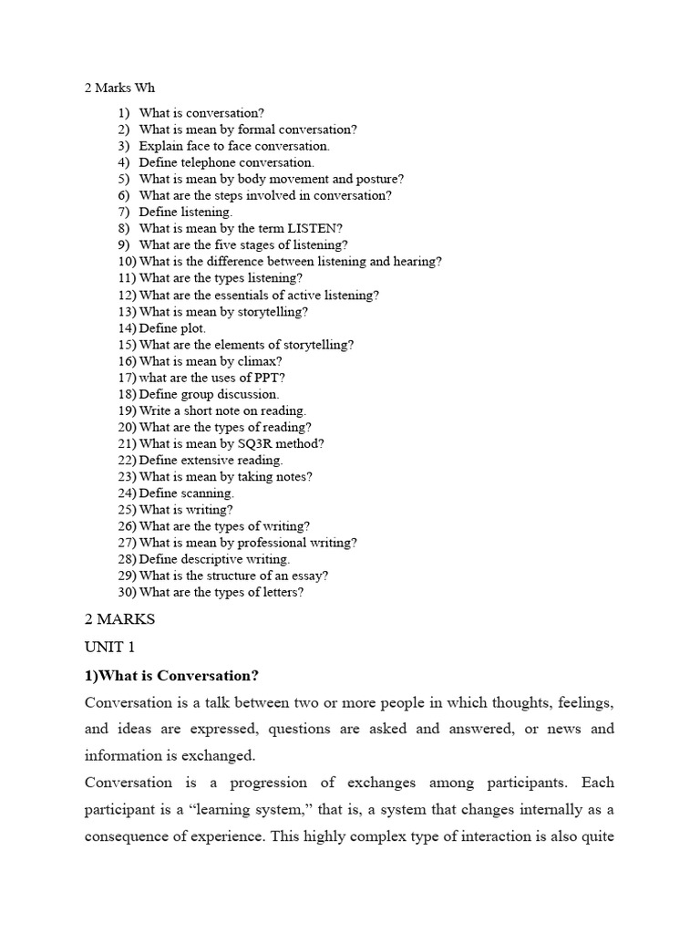 2 Marks | PDF | Conversation | Information