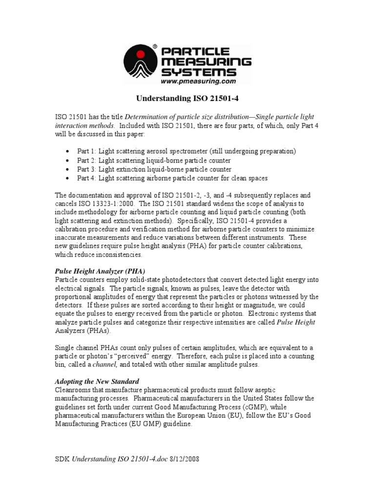 ISO 21501-4 Airborne Particle Calibration | PDF | Calibration ...