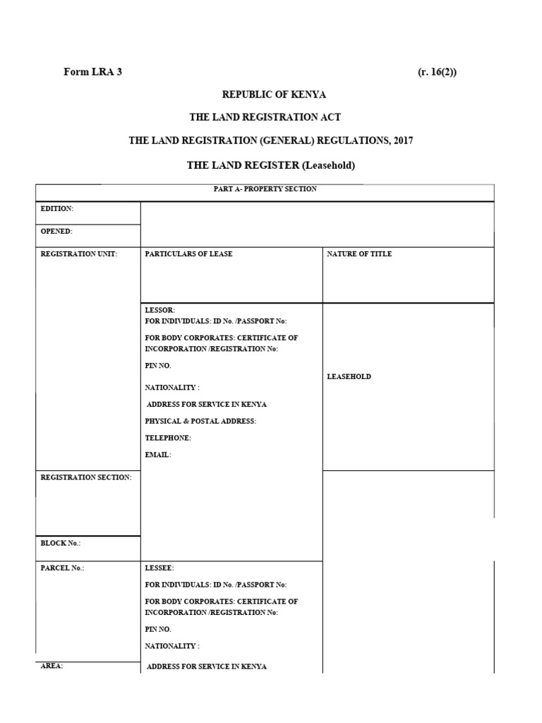 Form Lra 3 The Land Register Leasehold | PDF | Lease | Law And Economics
