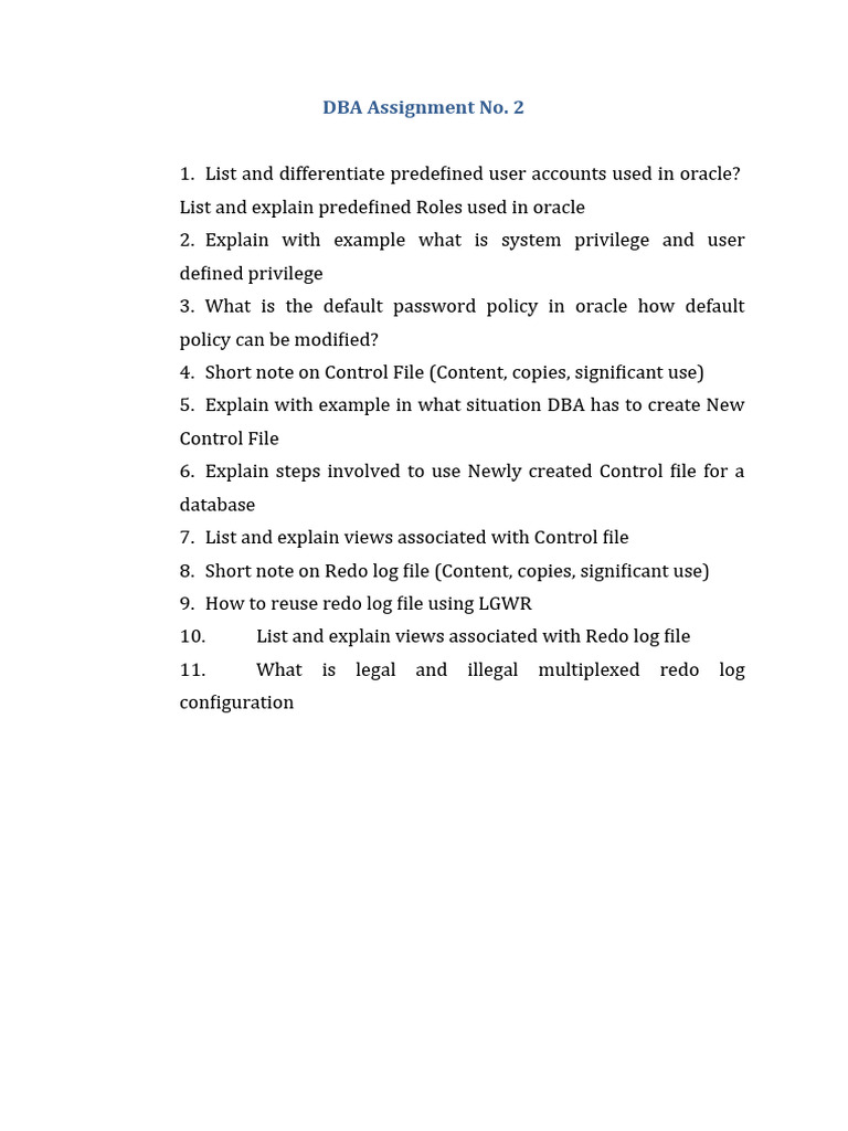 DBA Class Assignment 2 | PDF