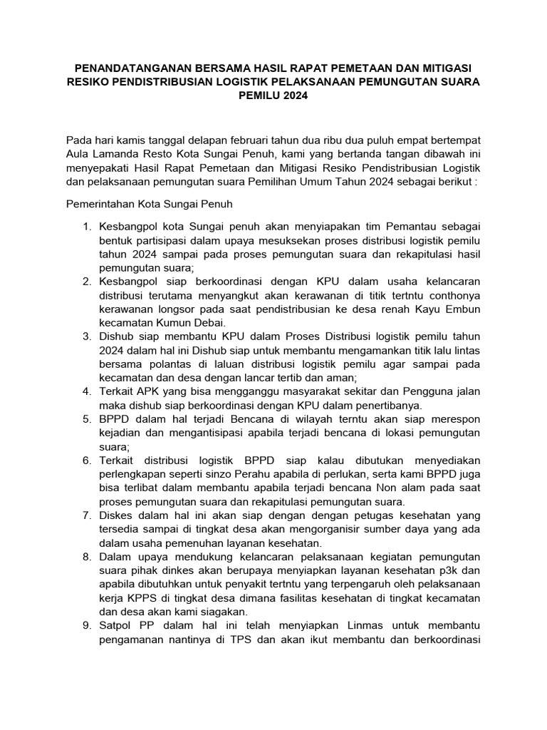 Penandatanganan Bersama Hasil Rapat Pemetaan Dan Mitigasi Resiko ... Penandatanganan Bersama Hasil Rapat Pemetaan Dan Mitigasi Resiko ...