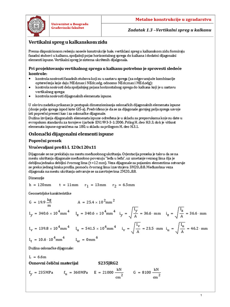 Vežbe-Vertikalni Spreg U Kalkanu | PDF