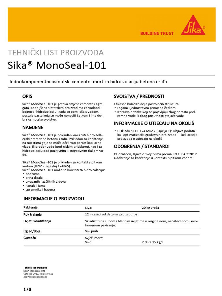 Sika Monoseal 101 | PDF