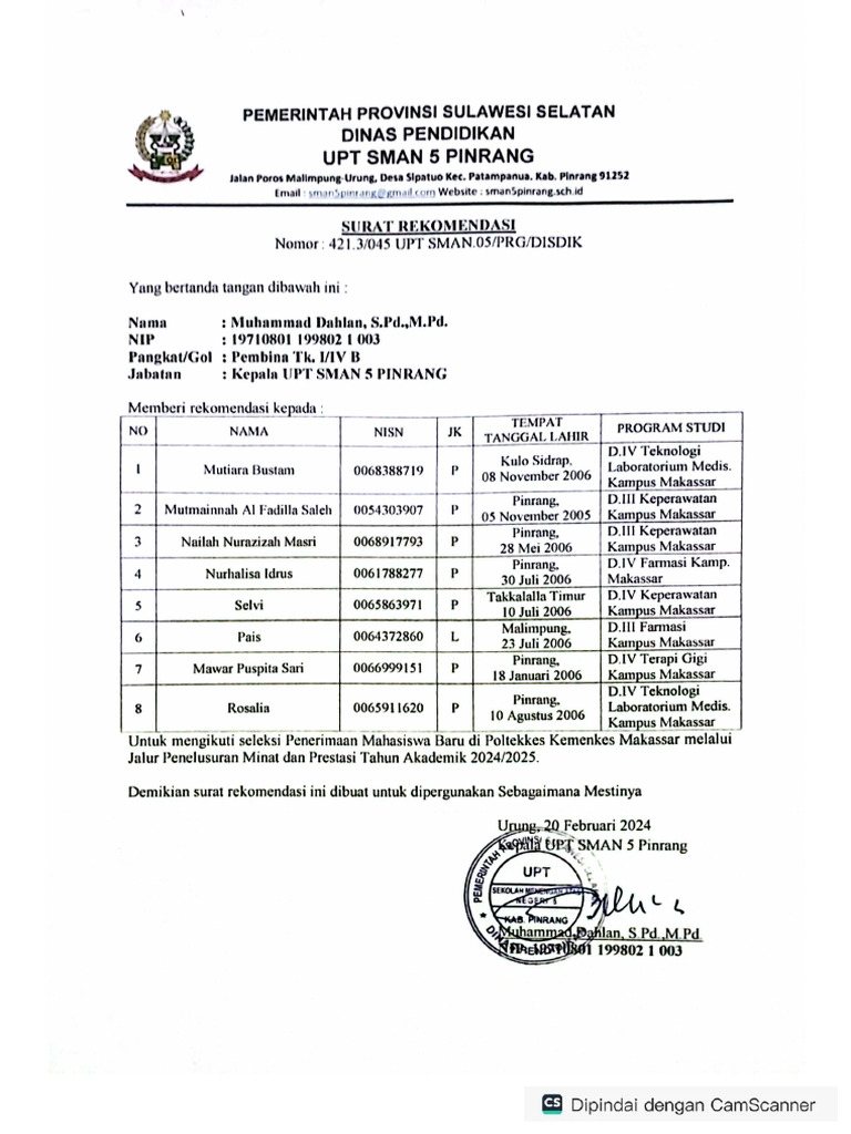 Rekomendasi PMDP Poltekkes 2024 | PDF