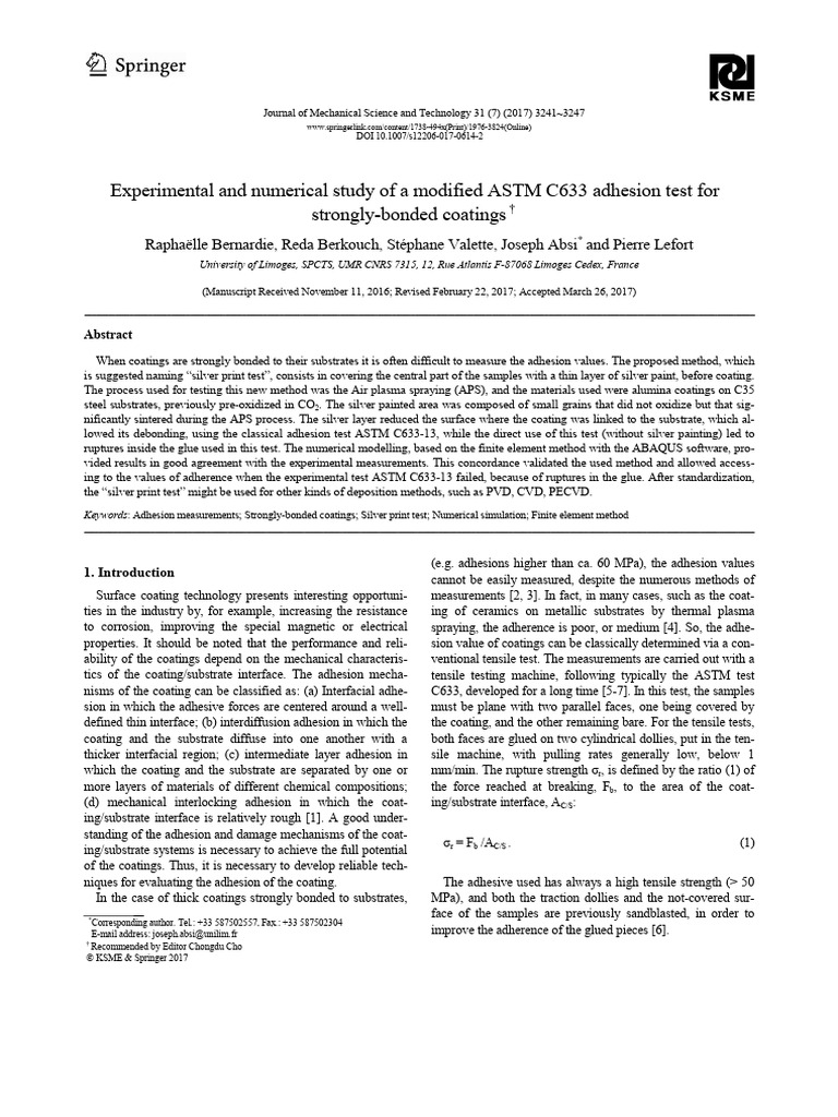 ASTM-C633-01 - Numerical Study | PDF | Adhesive | Adhesion
