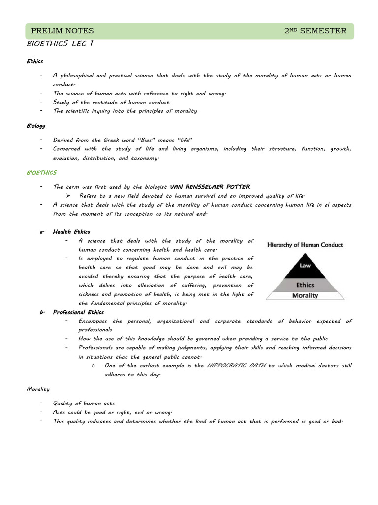 Bioethics Lec 1 Notes | Download Free PDF | Free Will | Abortion