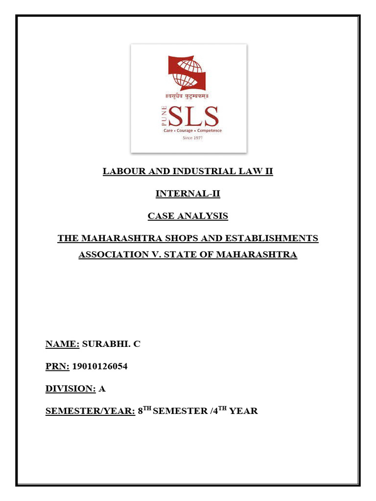 Labour and Industrial Law Ii Internal - Ii 19010126054 Div-A | PDF ...