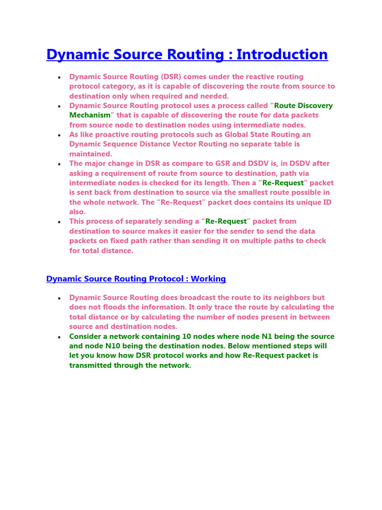 Unit-3-Dynamic Source Routing | PDF