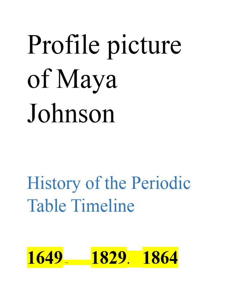 Profile Picture of Maya Johnson: History of The Periodic Table Timeline ...