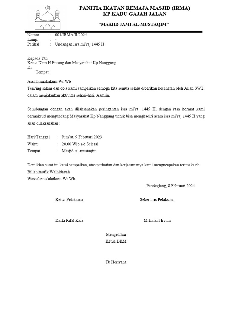 Surat Undangan dkm-2 Cning | PDF