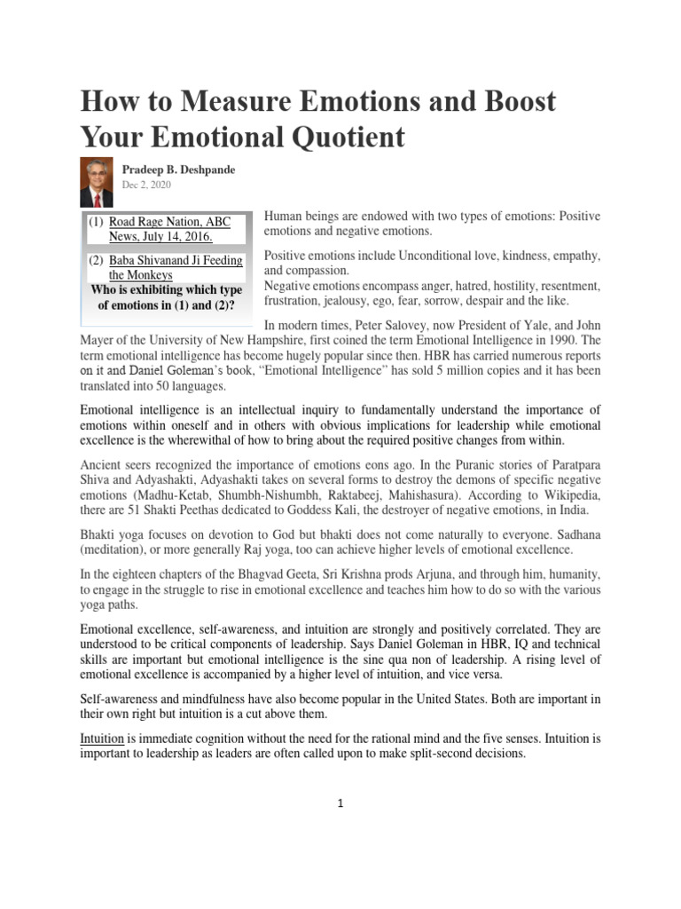 How To Measure Emotions and Boost Your Emotional Quotient - 2020 | PDF ...