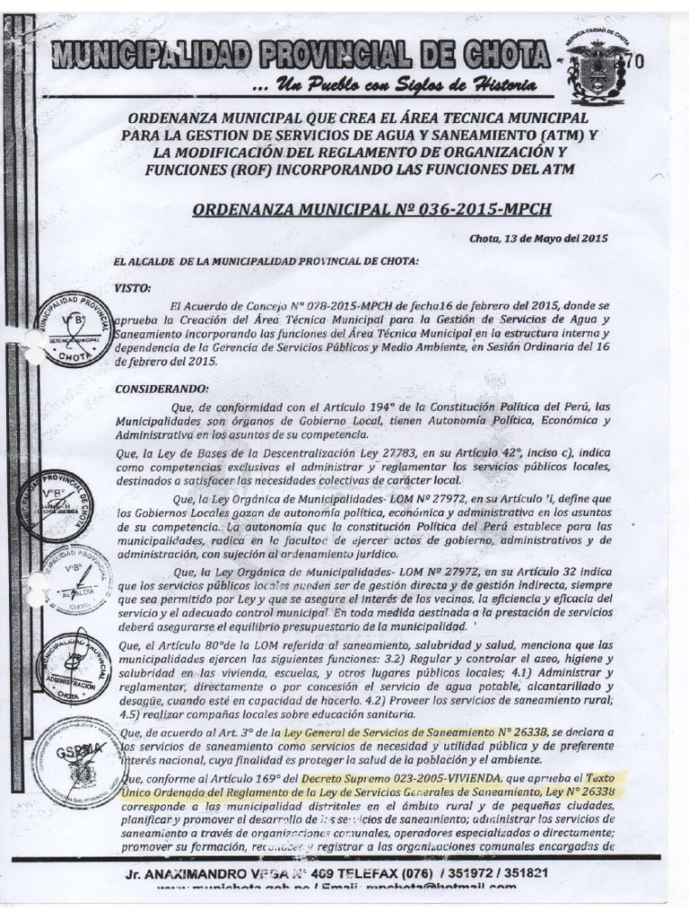 Resolución de Creación Del Área de Atm y Modificación Del Rof | PDF