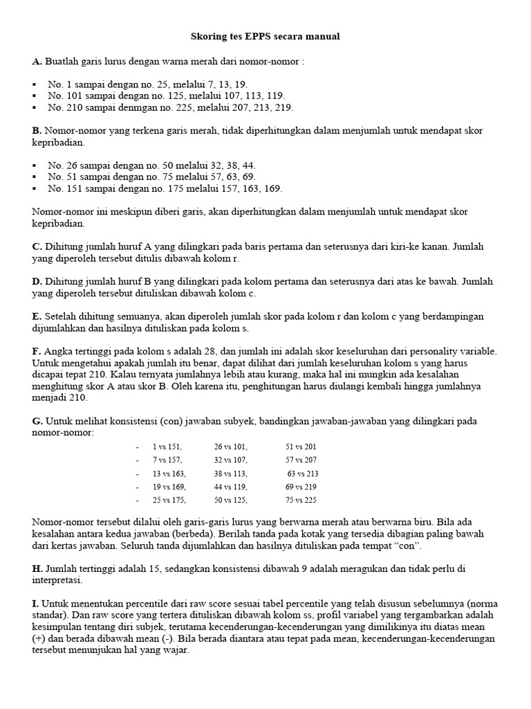 Skoring Tes EPPS | PDF