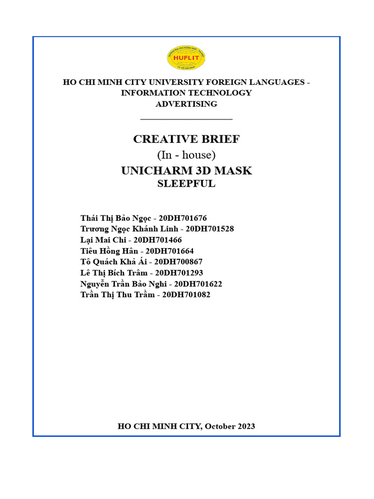 Unicharm 3D Mask Creative Brief | PDF | Brand | Target Audience