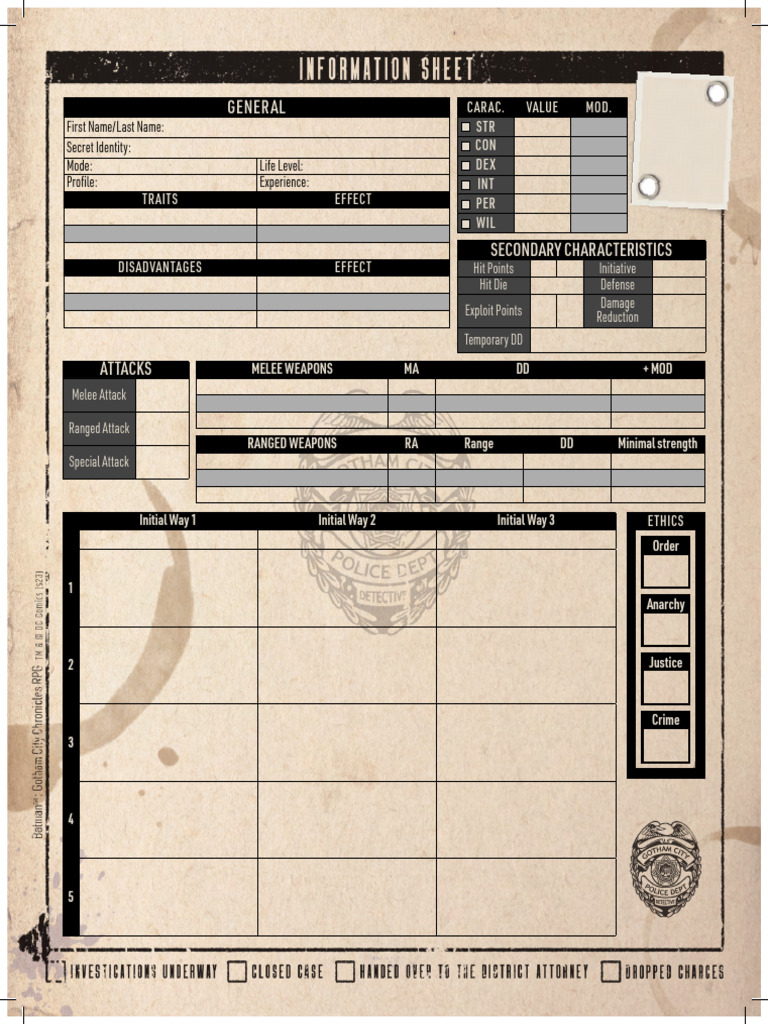 BATMAN GCC RPG Character-Sheet EN | PDF
