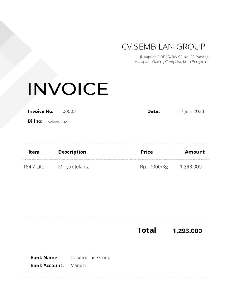 Invoice Minyak Jelantah | PDF