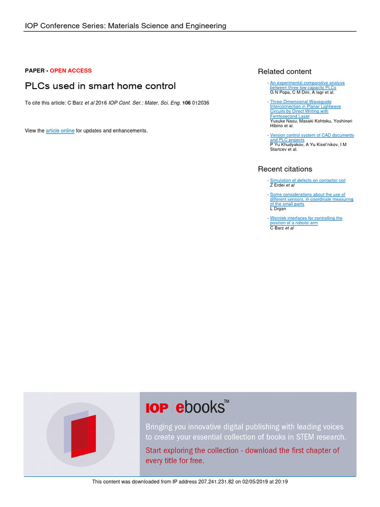 PLCs Used in Smart Home Control | PDF | Programmable Logic Controller ...
