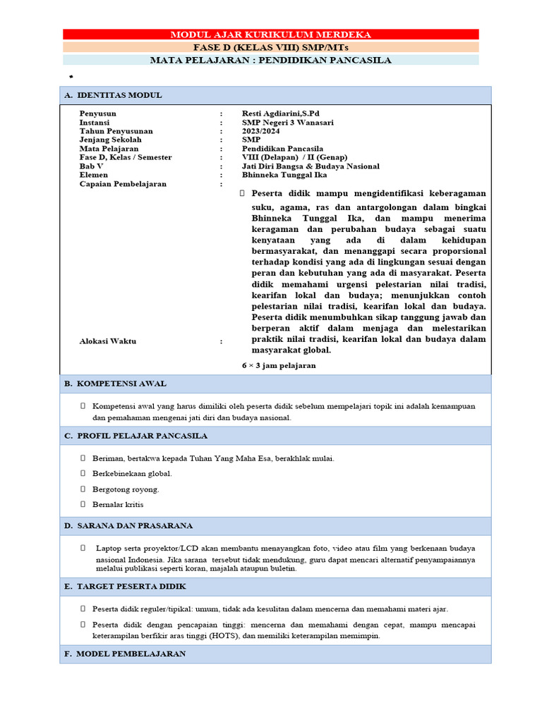 12.5. Modul Ajar PPKN BAB 5 NEW | PDF