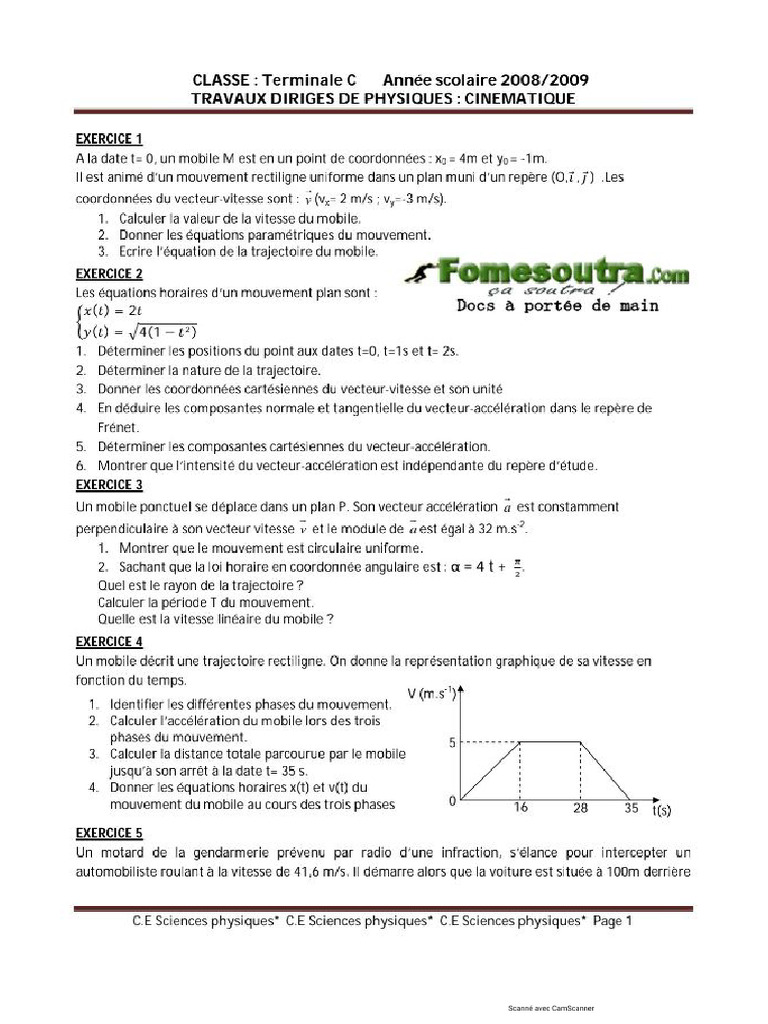 TD de Cinématique | PDF