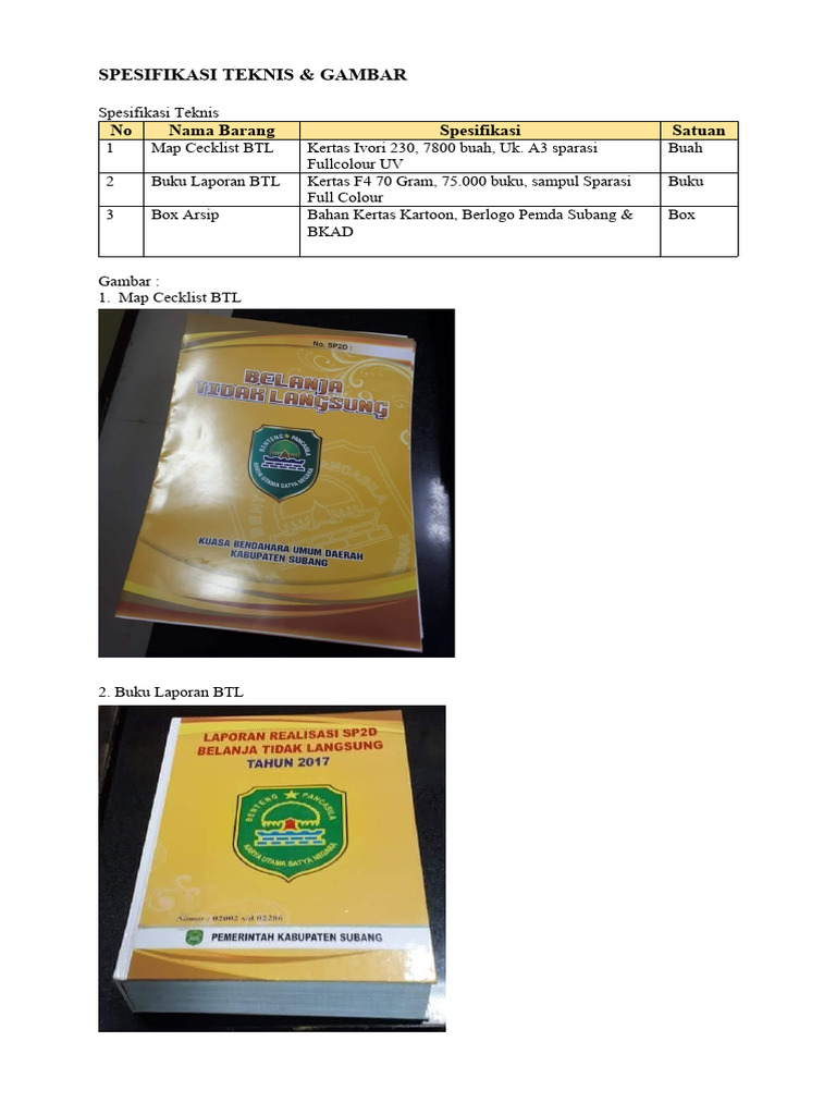 Spesifikasi Barang BTL dan Gambar | PDF | Griya & Taman