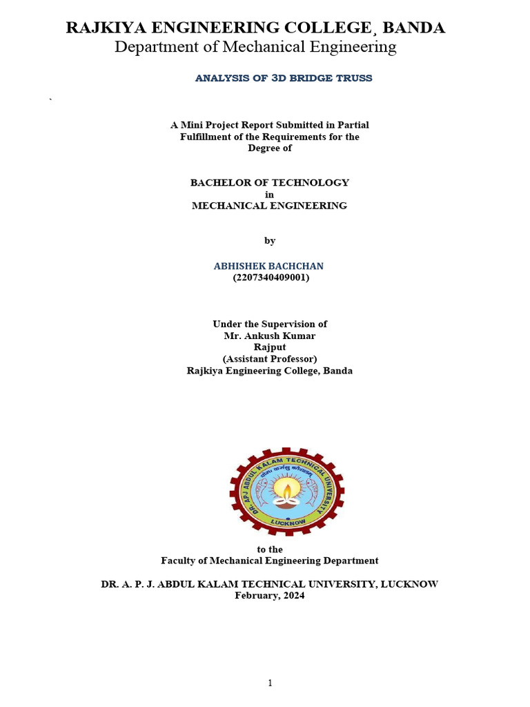 3D Bridge Truss Analysis in ANSYS | PDF | Truss | Bending