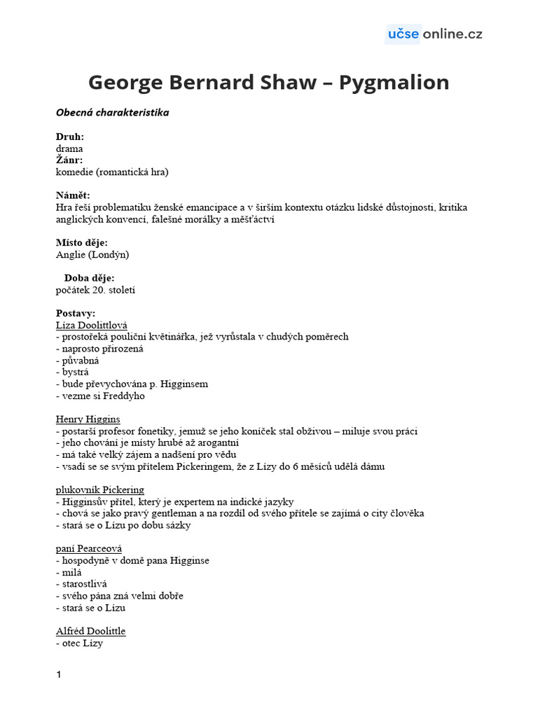 George Bernard Shaw - Pygmalion | PDF