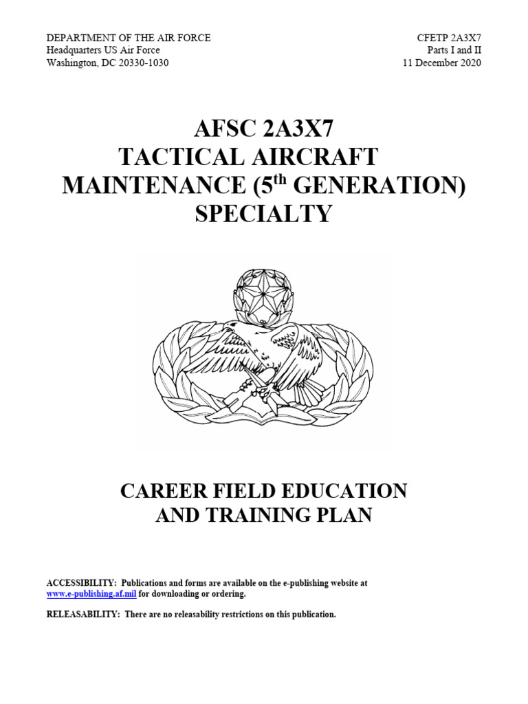 AFSC 2A3X7 TACTICAL AIRCRAFT MAINTENANCE (5th GENERATION) SPECIALTY ...