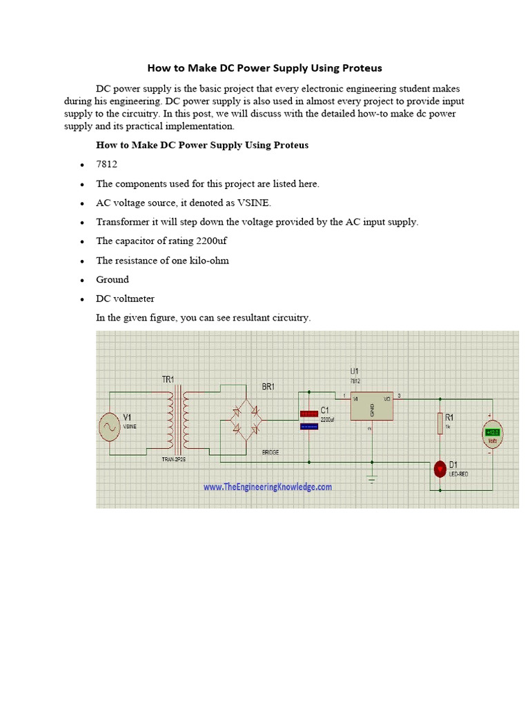 DC Power Supply Using Proteus | PDF