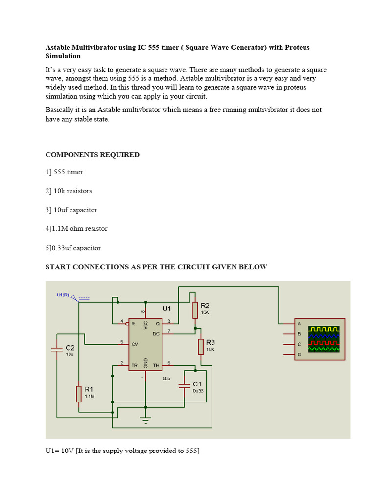 Astable Multivibrator Using IC 555 Timer | PDF