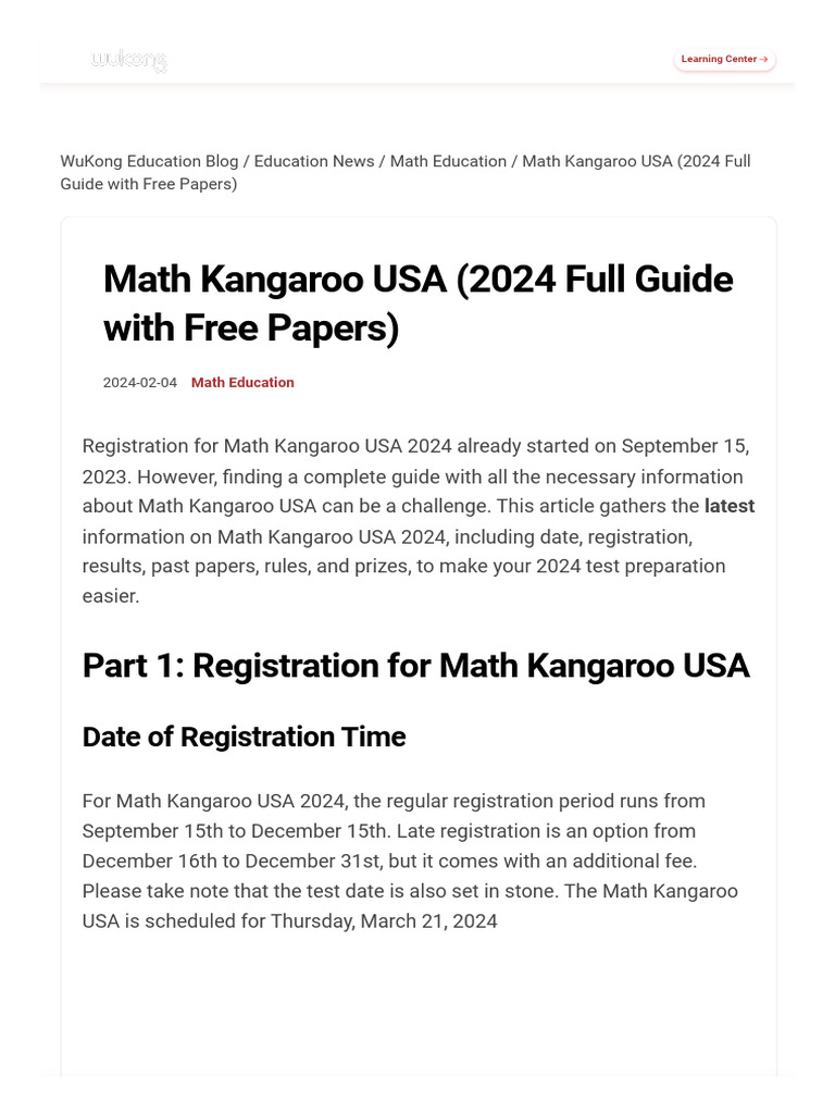 Math Kangaroo USA (2024 Full Guide With Free Papers) - WuKong Education ...