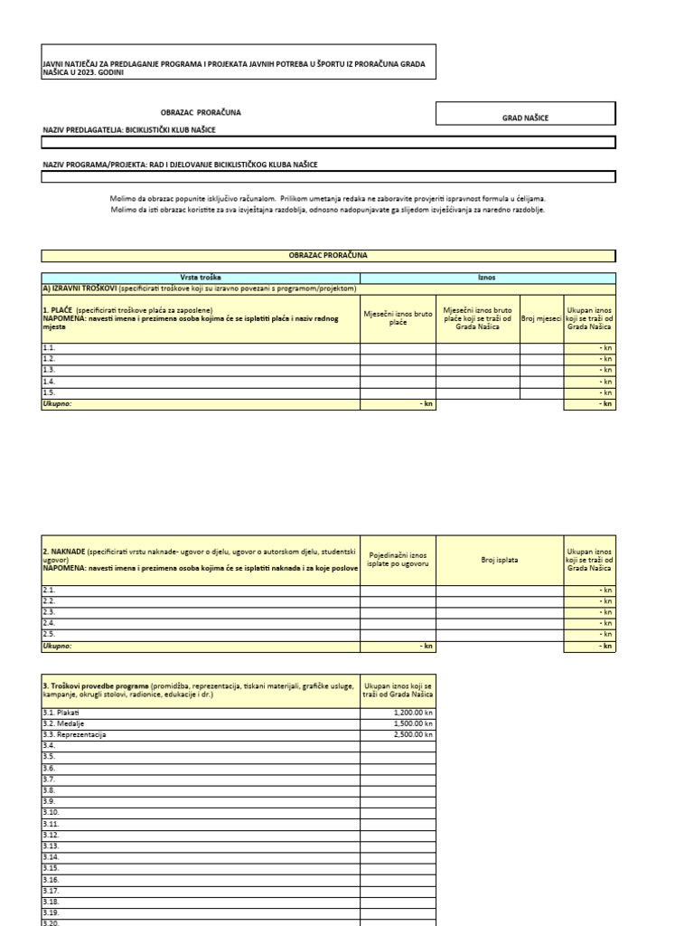 Natječaj03 Obrazac Proračuna 2023 | PDF