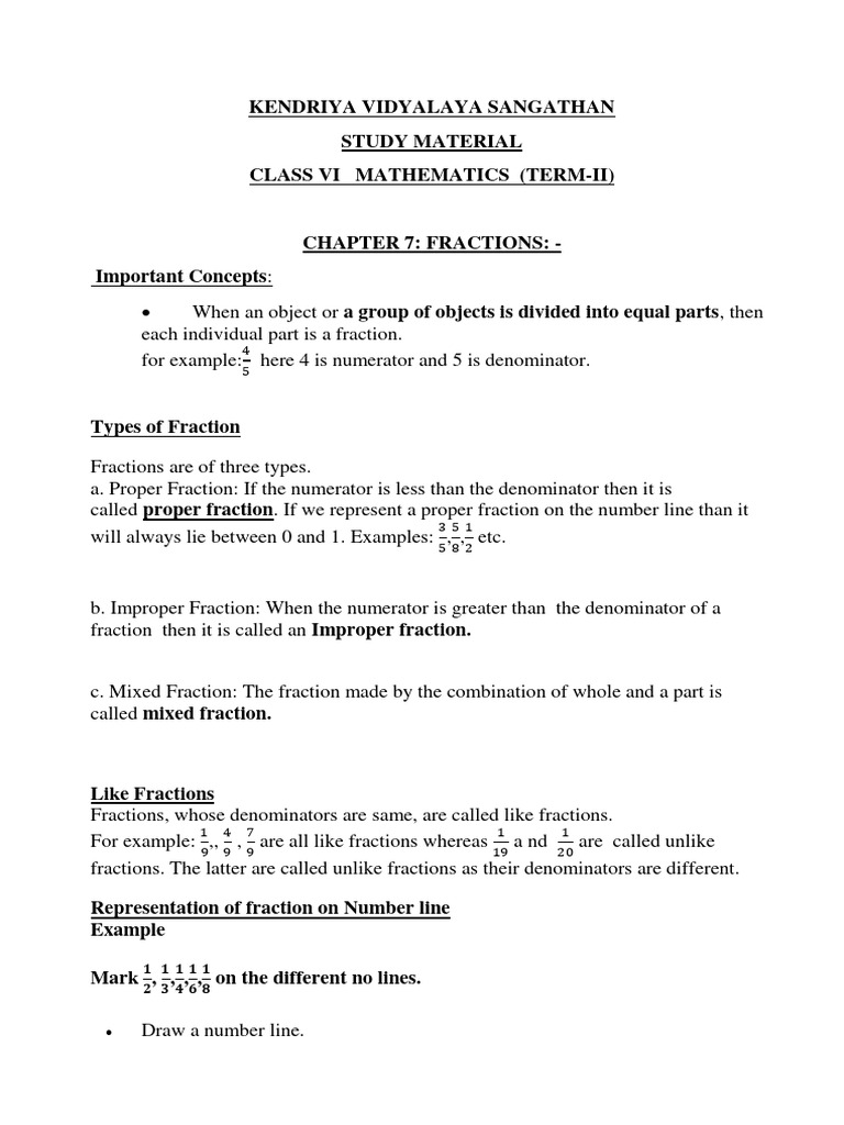 Class Vi Maths Term-2 Study Material | PDF