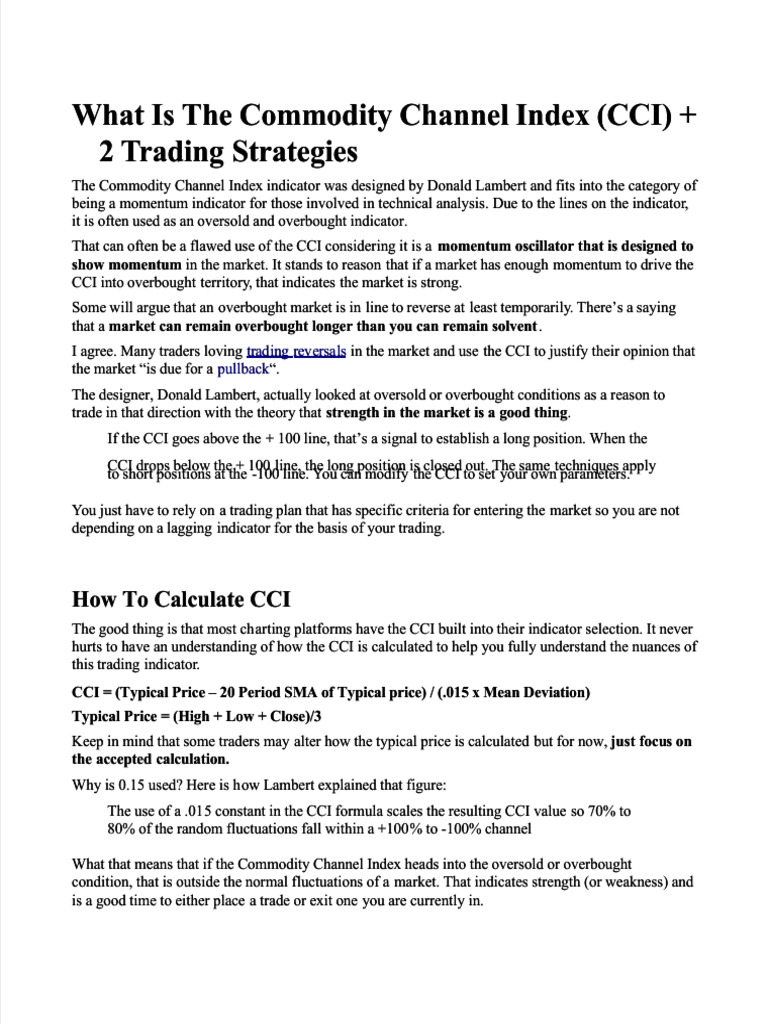 PDF Cci Trading Compress | PDF | Economies | Investing