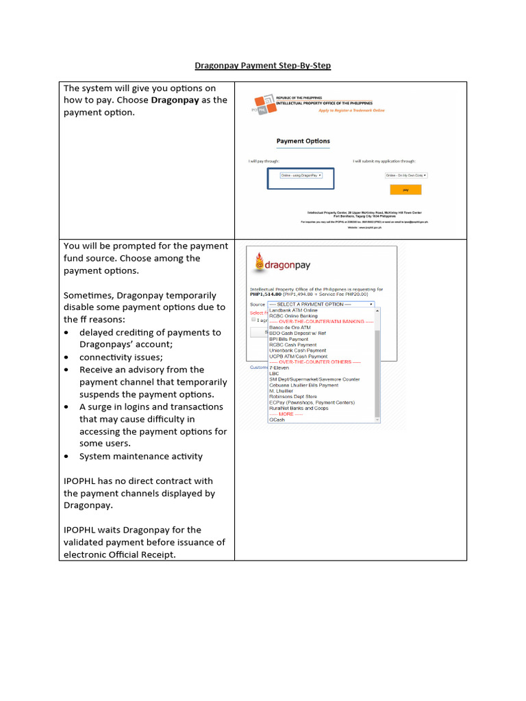 eDocFile Dragonpay Payment Step-By-Step From IPO | PDF | Payments | Online And Offline