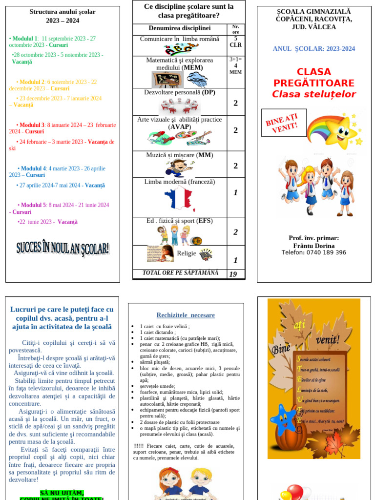 Pliant Clasa Pregatitoare 2023-2024 | PDF