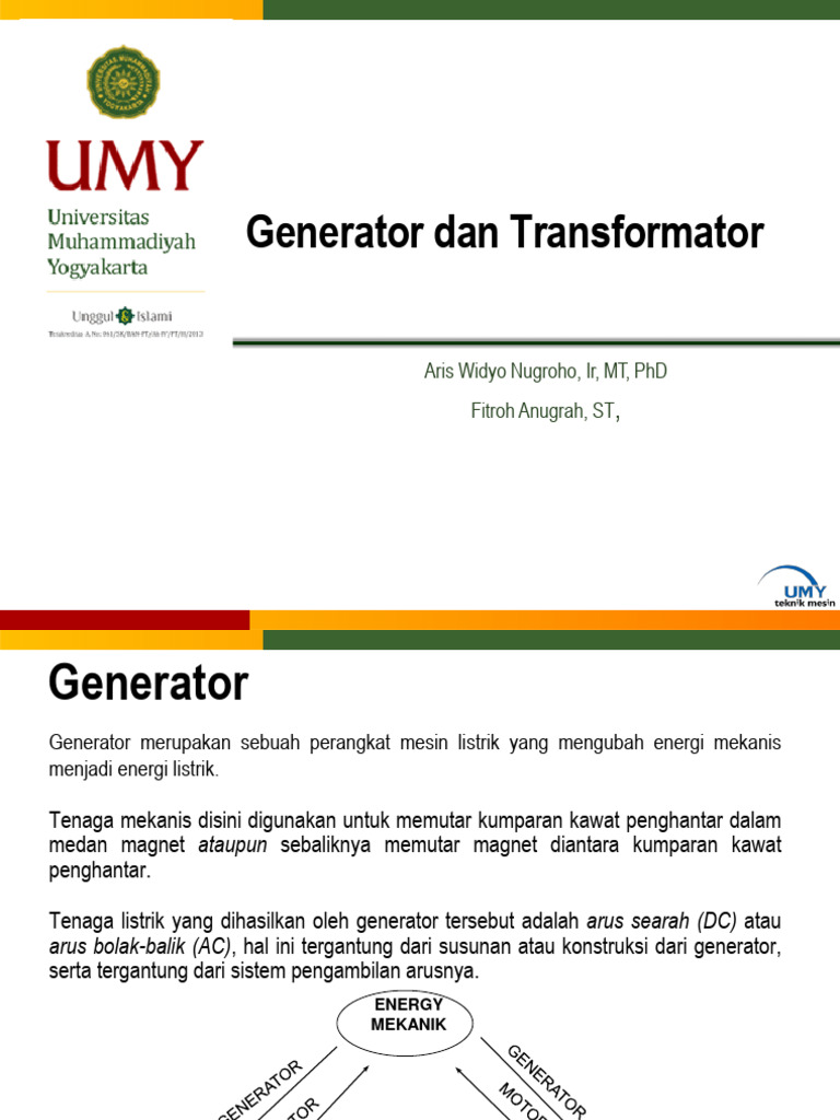 Transformator Generator | PDF | Teknologi & Rekayasa